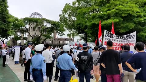 Japan: Protest Outside Ceremony Of 77th Anniversary Of Hiroshima Atomic ...
